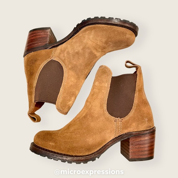 Frye | Shoes | Frye Sabrina Chelsea Chestnut Brown Suede Everyday Moto ...